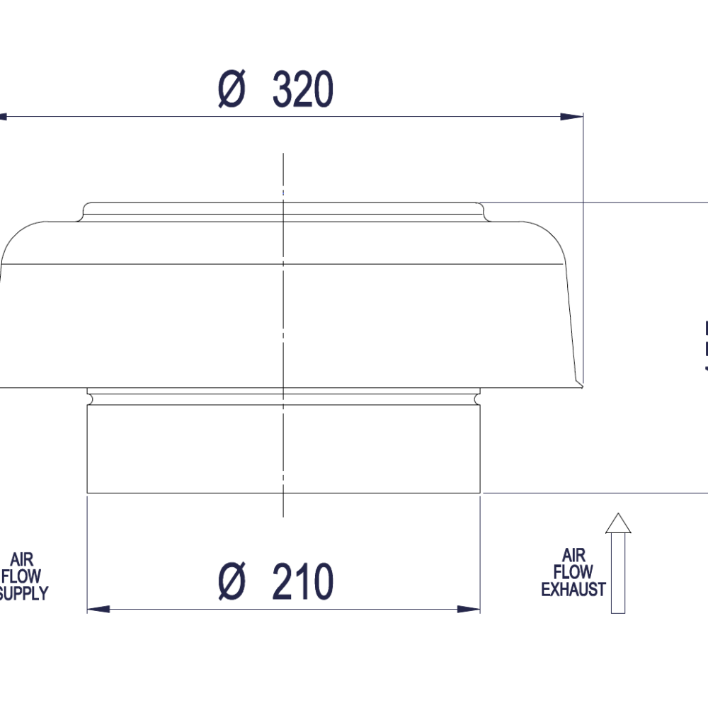 Roof Cowl Round Down Discharge - Sharp Edge
